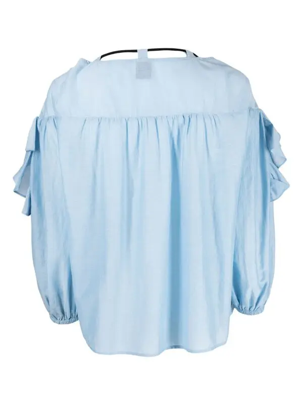 Pinko Tied-neck Ruffled Blouse - Blue