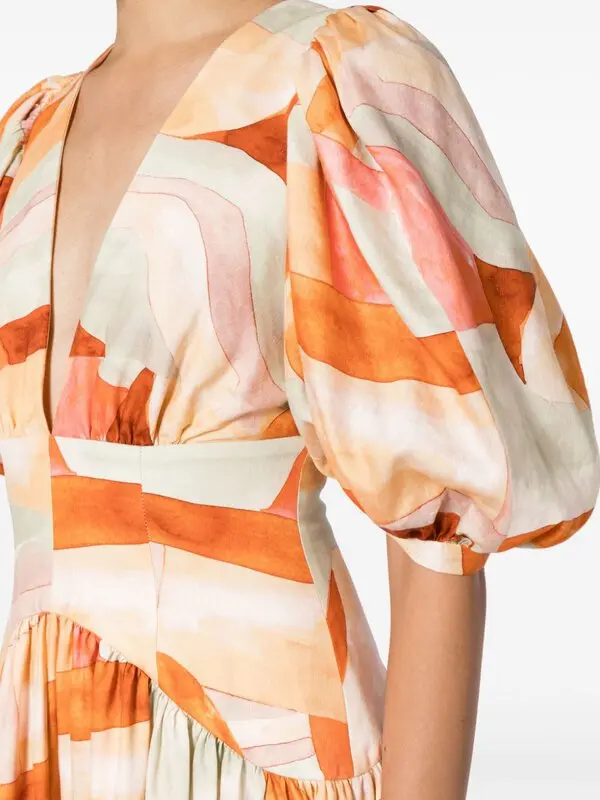 Acler Princeton Abstract-Pattern Midi Dress - Multicolour | Editorialist