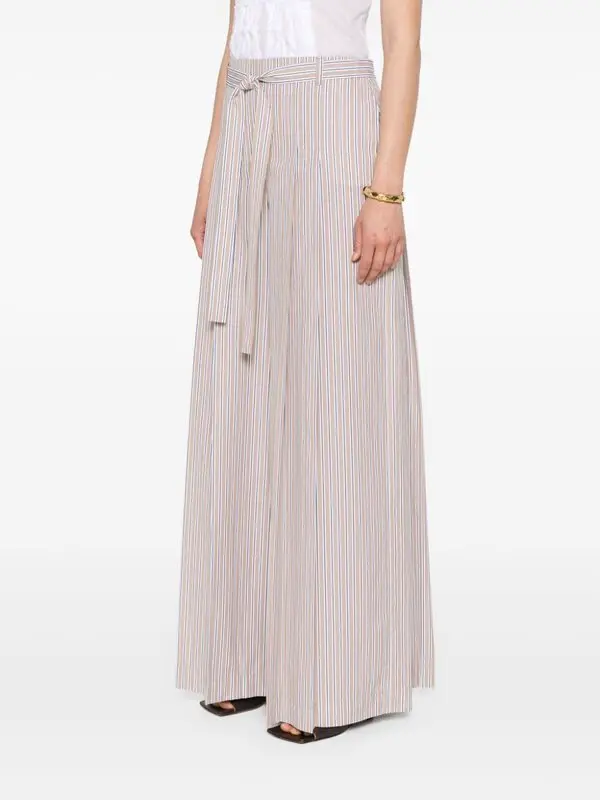 Alberta Ferretti Striped Pleated Wide Leg Trousers - Neutrals