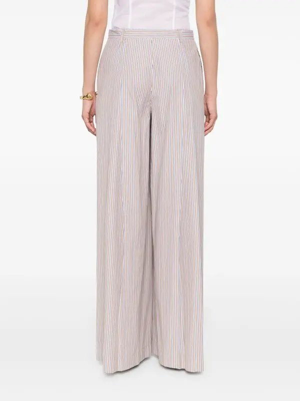 Alberta Ferretti Striped Pleated Wide Leg Trousers - Neutrals