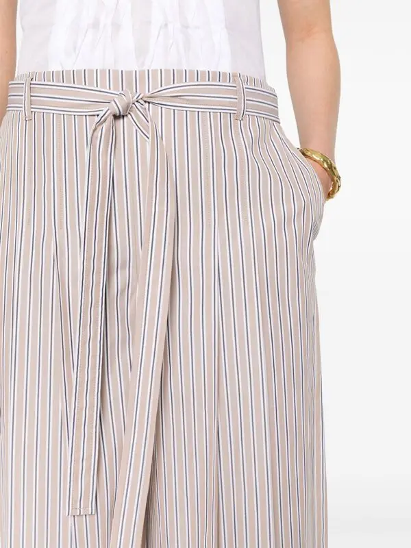 Alberta Ferretti Striped Pleated Wide Leg Trousers - Neutrals