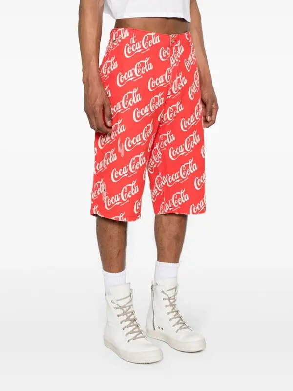 ERL Coca-cola Print Shorts - Red