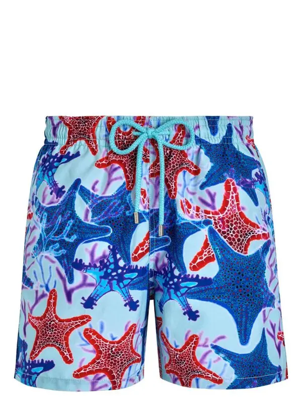 Vilebrequin Graphic-print Drawstring Swim Shorts - Blue