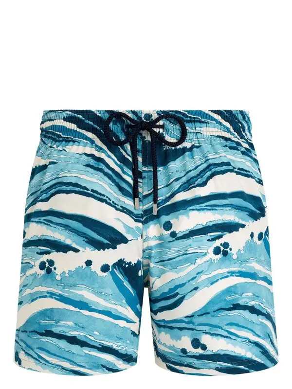 Vilebrequin X Maison Kitsuné Wave-print Swim Shorts