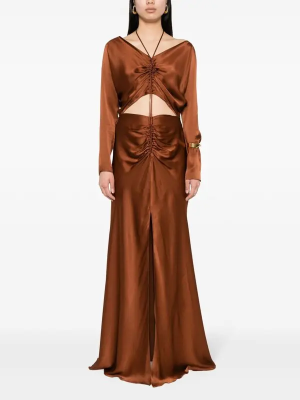Alberta Ferretti Cut-out Satin Midi Dress