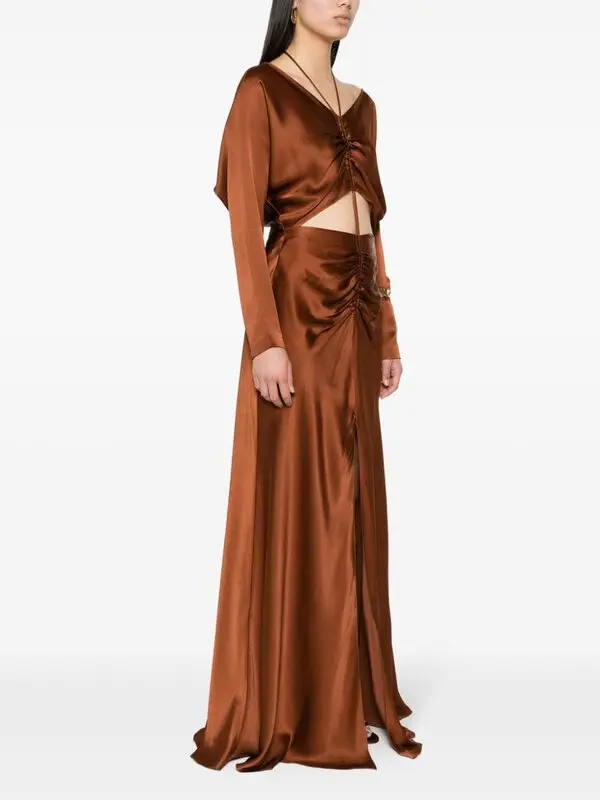 Alberta Ferretti Cut-out Satin Midi Dress