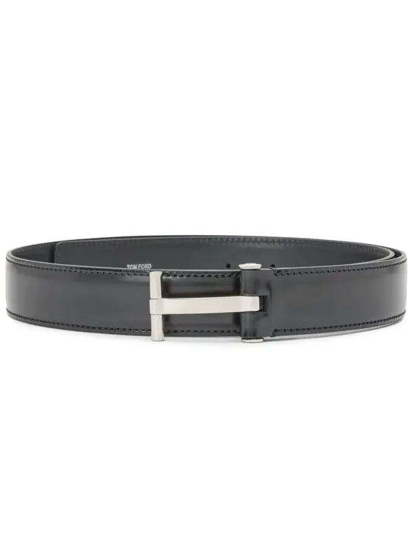 TOM FORD T-buckle Leather Belt - Black