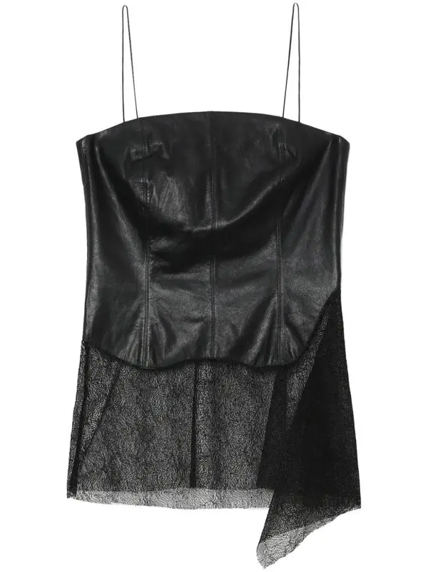 Helmut Lang Sheer Panelled Leather Top