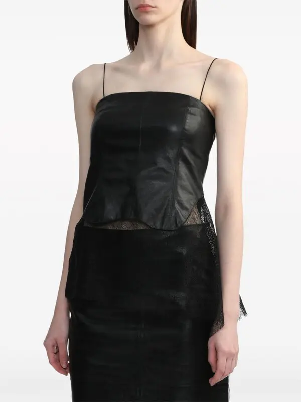 Helmut Lang Sheer Panelled Leather Top