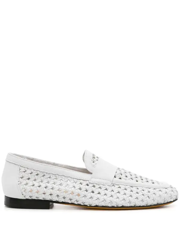 DOUCAL'S Interwoven Leather Loafers - White