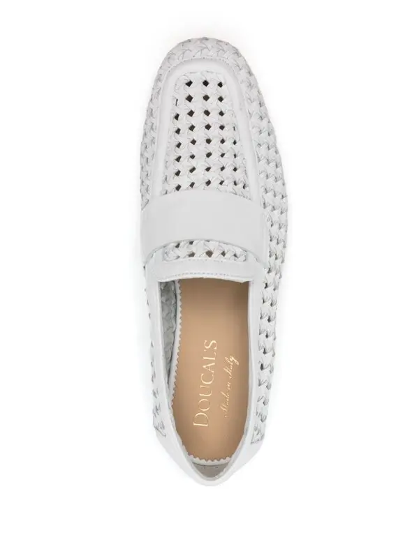 DOUCAL'S Interwoven Leather Loafers - White