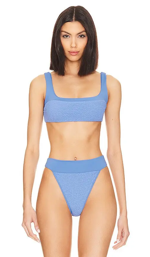 KYA Jayce Reversible Bikini Top - Azure Scrunch & Azure