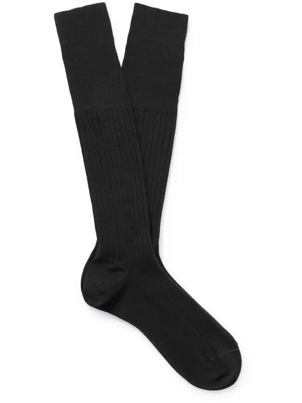 Loro Piana Ribbed Cashmere And Silk-blend Socks