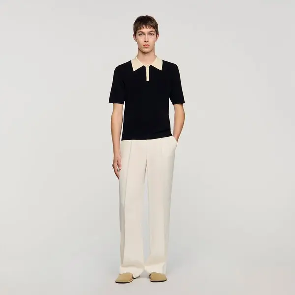 Sandro Two-tone Polo Shirt - Black