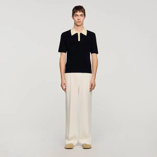Sandro Two-tone Polo Shirt - Black