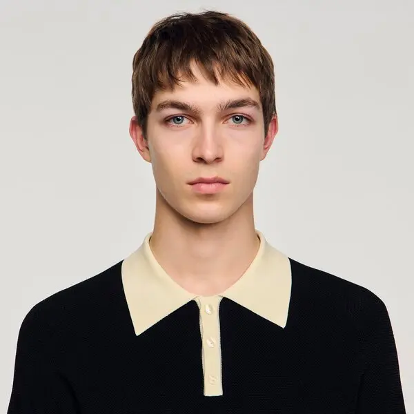 Sandro Two-tone Polo Shirt - Black