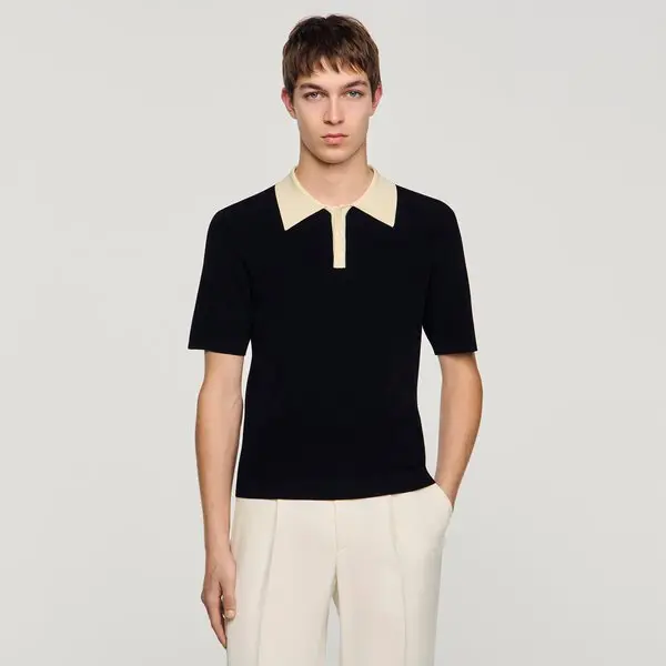Sandro Two-tone Polo Shirt - Black