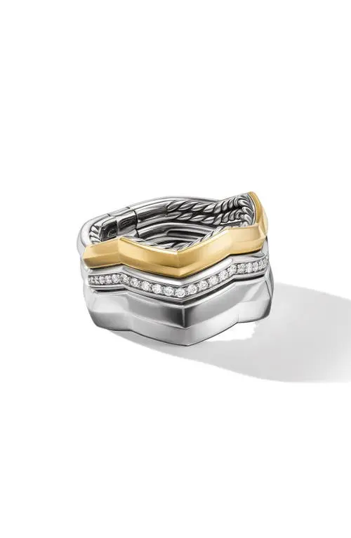 David Yurman Stax Zig Zag Triple Row Diamond Ring