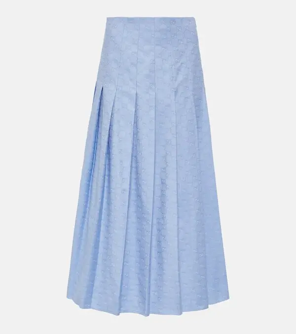 Gucci Gg Supreme Oxford Cotton Midi Skirt
