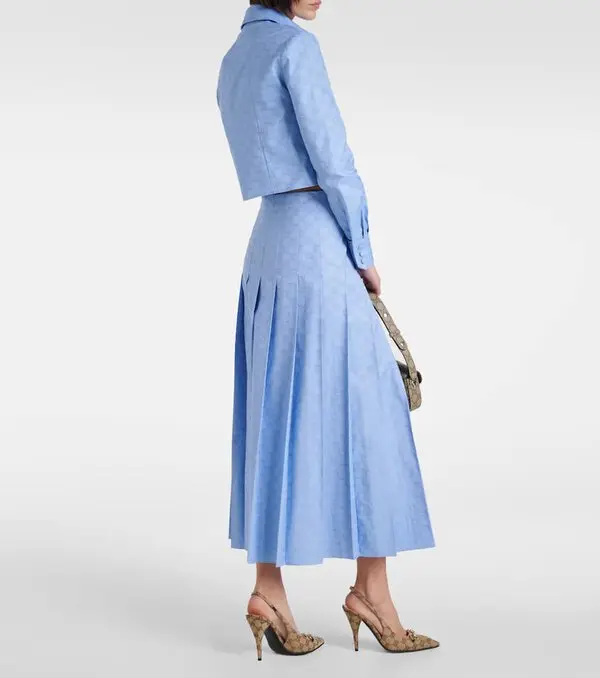 Gucci Gg Supreme Oxford Cotton Midi Skirt