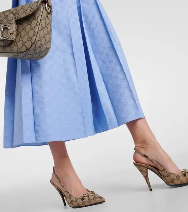 Gucci Gg Supreme Oxford Cotton Midi Skirt