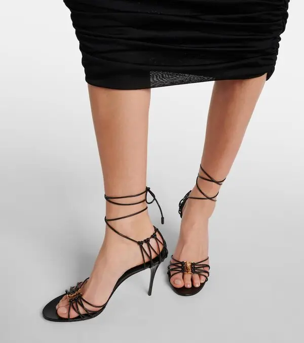 Saint Laurent Babylone 90 Leather Sandals - Black