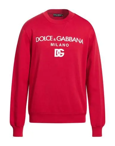 Dolce & Gabbana Sweatshirt In Cotton Blend With Embroidered Logo - Red