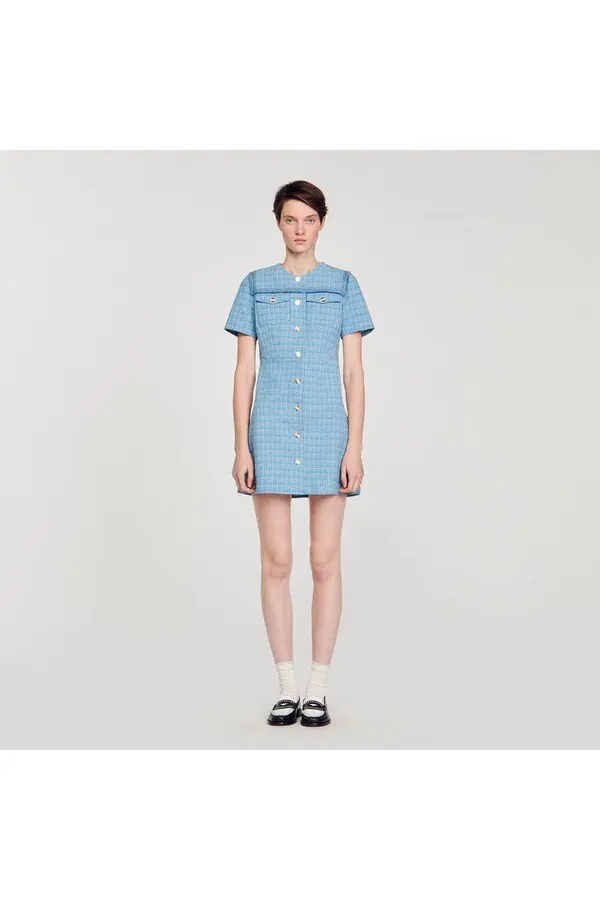sandro short tweed dress Sandro Sequin Tweed Short Dress
