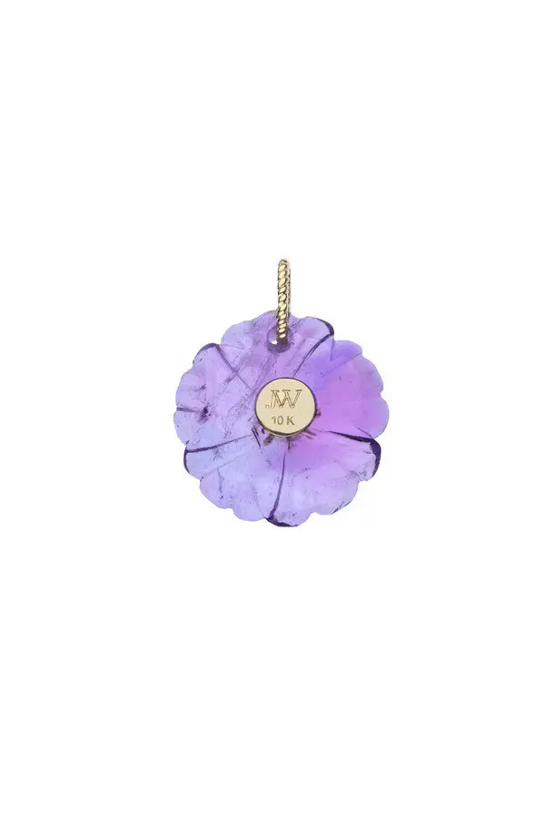 JANE WIN Joy Amethyst Carved Primrose Pendant In Solid