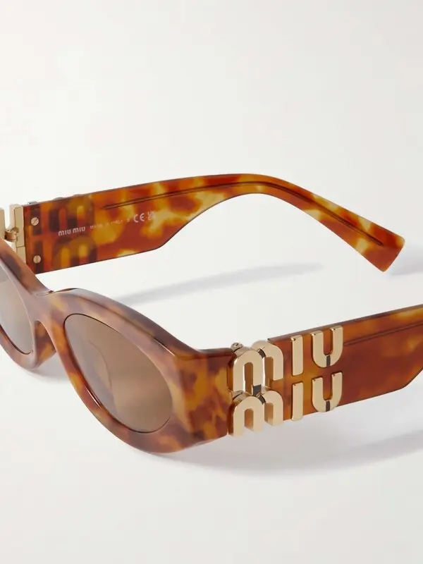 Miu Miu Oval-frame Acetate Sunglasses - Tortoiseshell