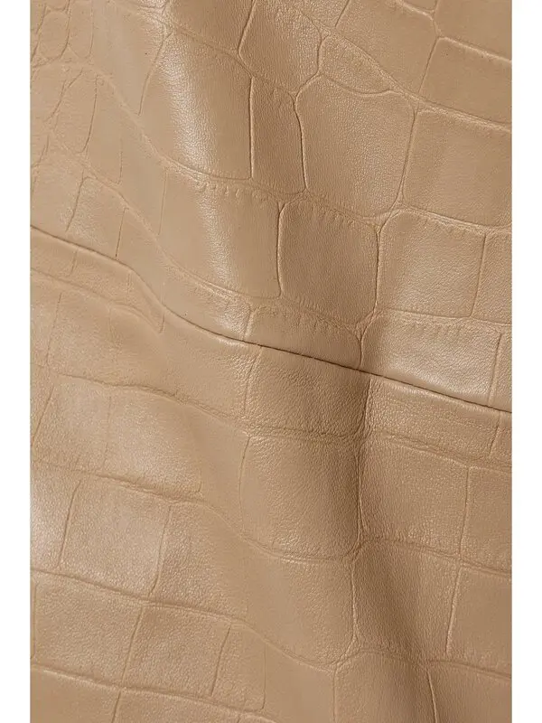 Sprwmn Strapless Croc-effect Leather Dress - Beige