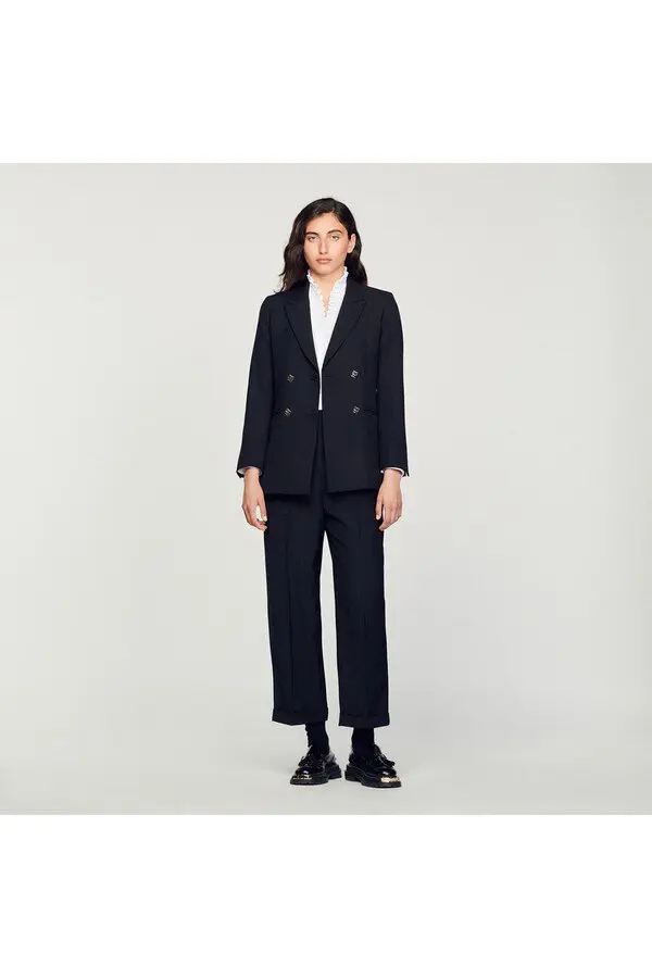 Sandro Double-breasted Suit Jacket - Black