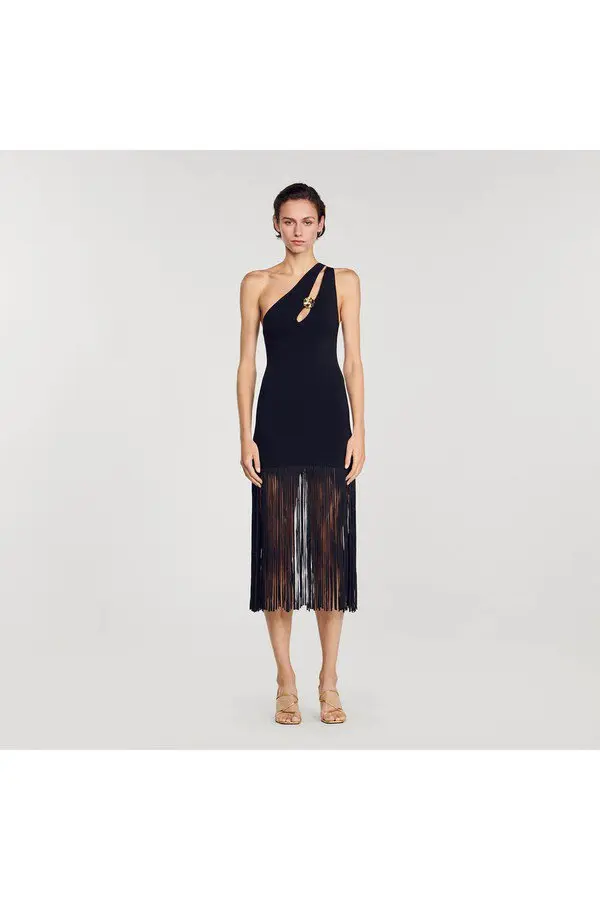 open lace back dress Snowfall Muse Fringe Sweater Dress in Ivory