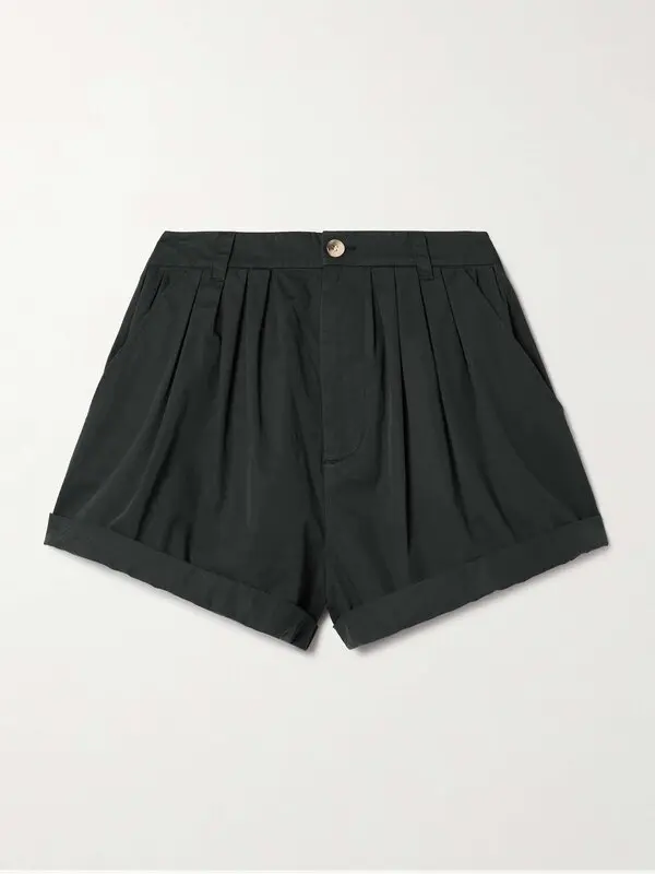 DÔEN Paige Organic Cotton-poplin Shorts - Black
