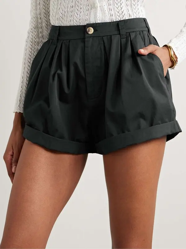 DÔEN Paige Organic Cotton-poplin Shorts - Black