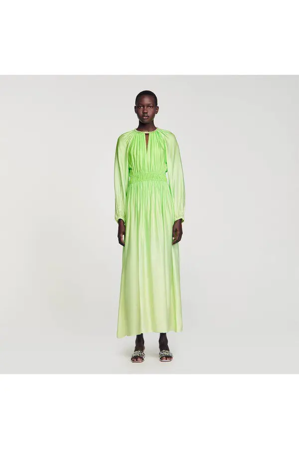 Sandro Rhinestone Neckline Maxi Dress In Green - 50% Off | Editorialist