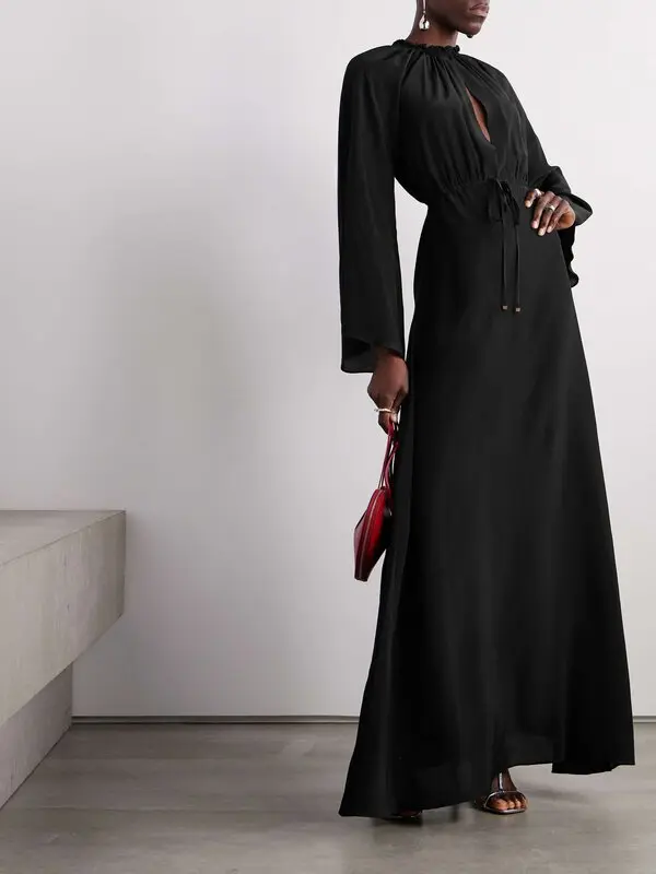 Dodo Bar Or Ala Belted Silk Crepe De Chine Maxi Dress