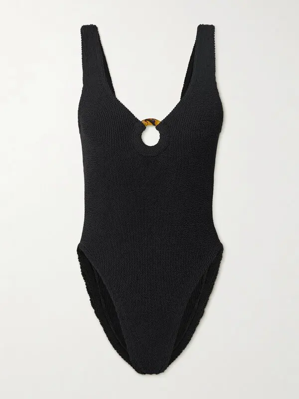 Hunza G Celine Seersucker One Piece Swimsuit - Black