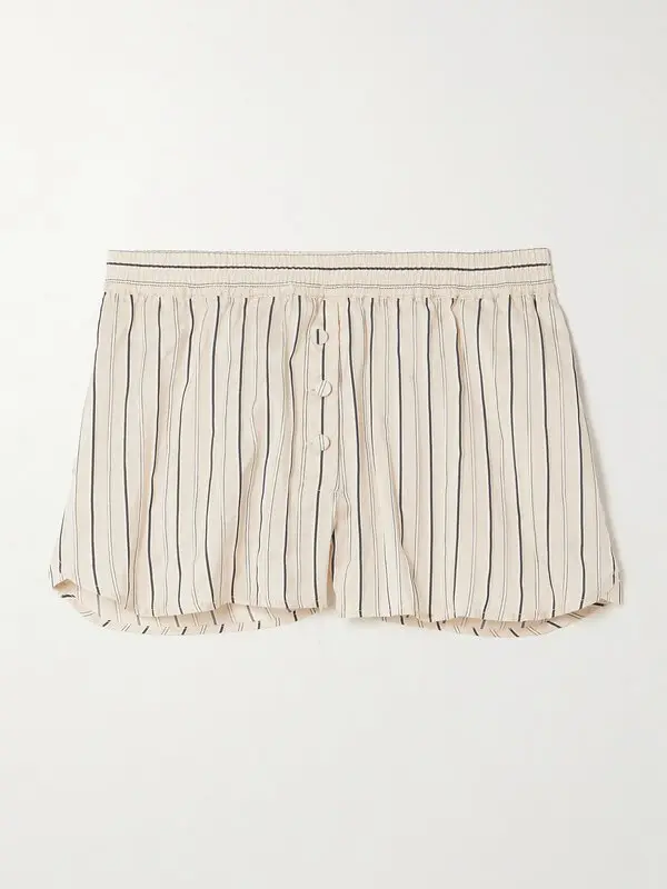 Stella McCartney Net Sustain Striped Silk-blend Shorts