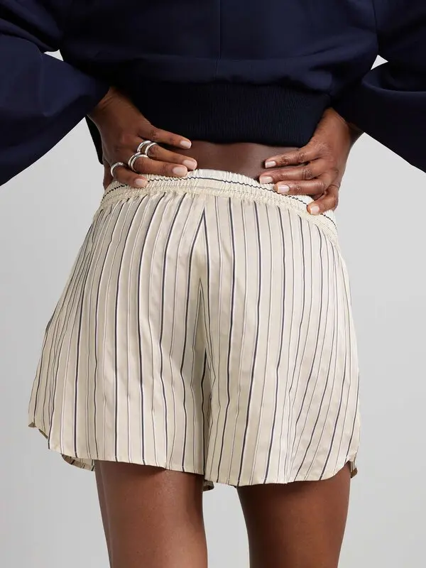 Stella McCartney Net Sustain Striped Silk-blend Shorts