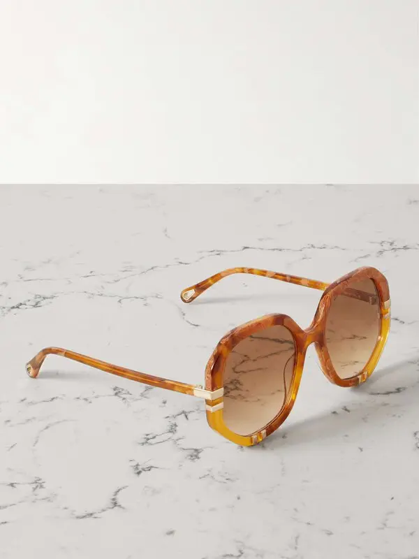 Chloé Oversized Hexagon-Frame Acetate And Gold-Tone  display picture 3