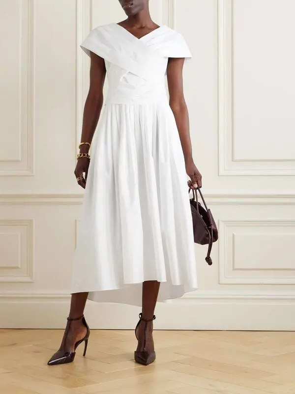 Adam Lippes Wrap-effect Cotton-poplin Midi Dress