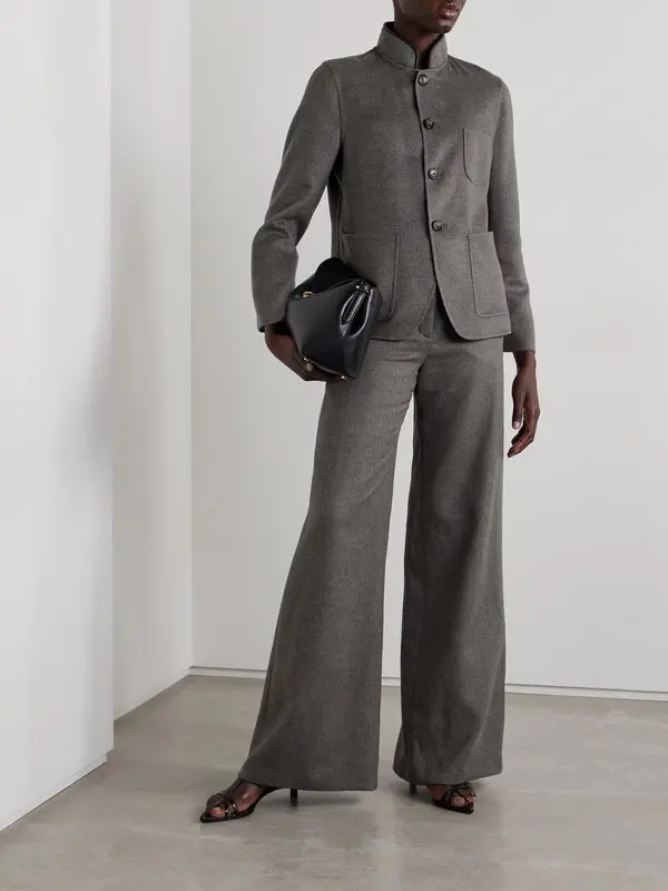 Loro Piana Leather-trimmed Cashmere Jacket - Gray
