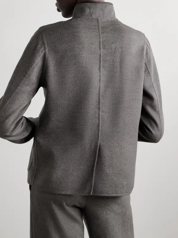 Loro Piana Leather-trimmed Cashmere Jacket - Gray