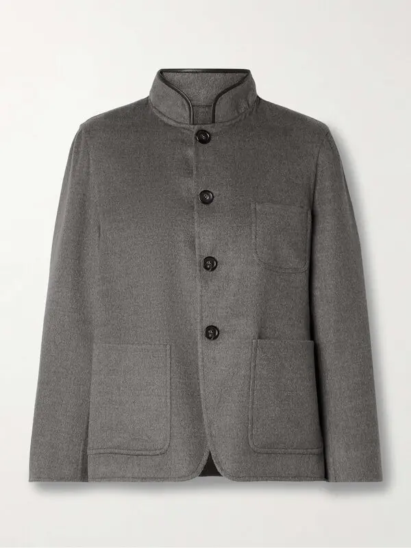 Loro Piana Leather-trimmed Cashmere Jacket - Gray