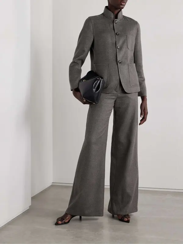 Loro Piana Leather-trimmed Cashmere Jacket - Gray