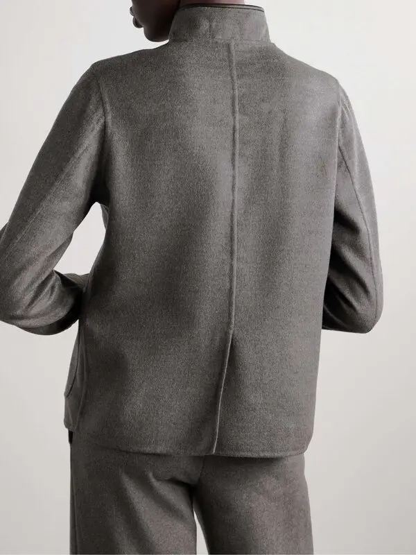 Loro Piana Leather-trimmed Cashmere Jacket - Gray