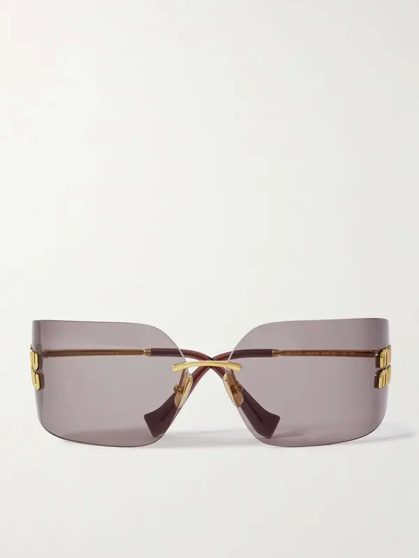 Miu Miu D-frame Gold-tone Sunglasses - Taupe