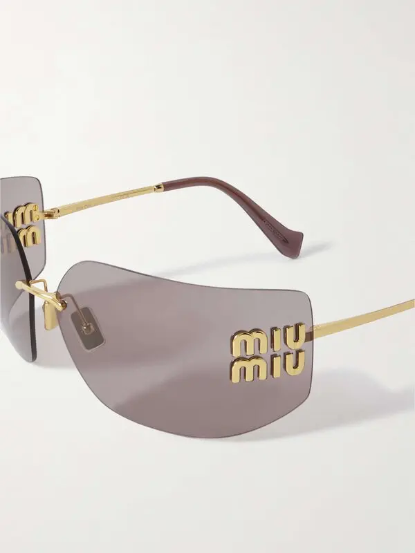 Miu Miu D-frame Gold-tone Sunglasses - Taupe