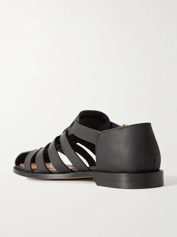 Loewe Campo Cutout Leather Sandals - Black